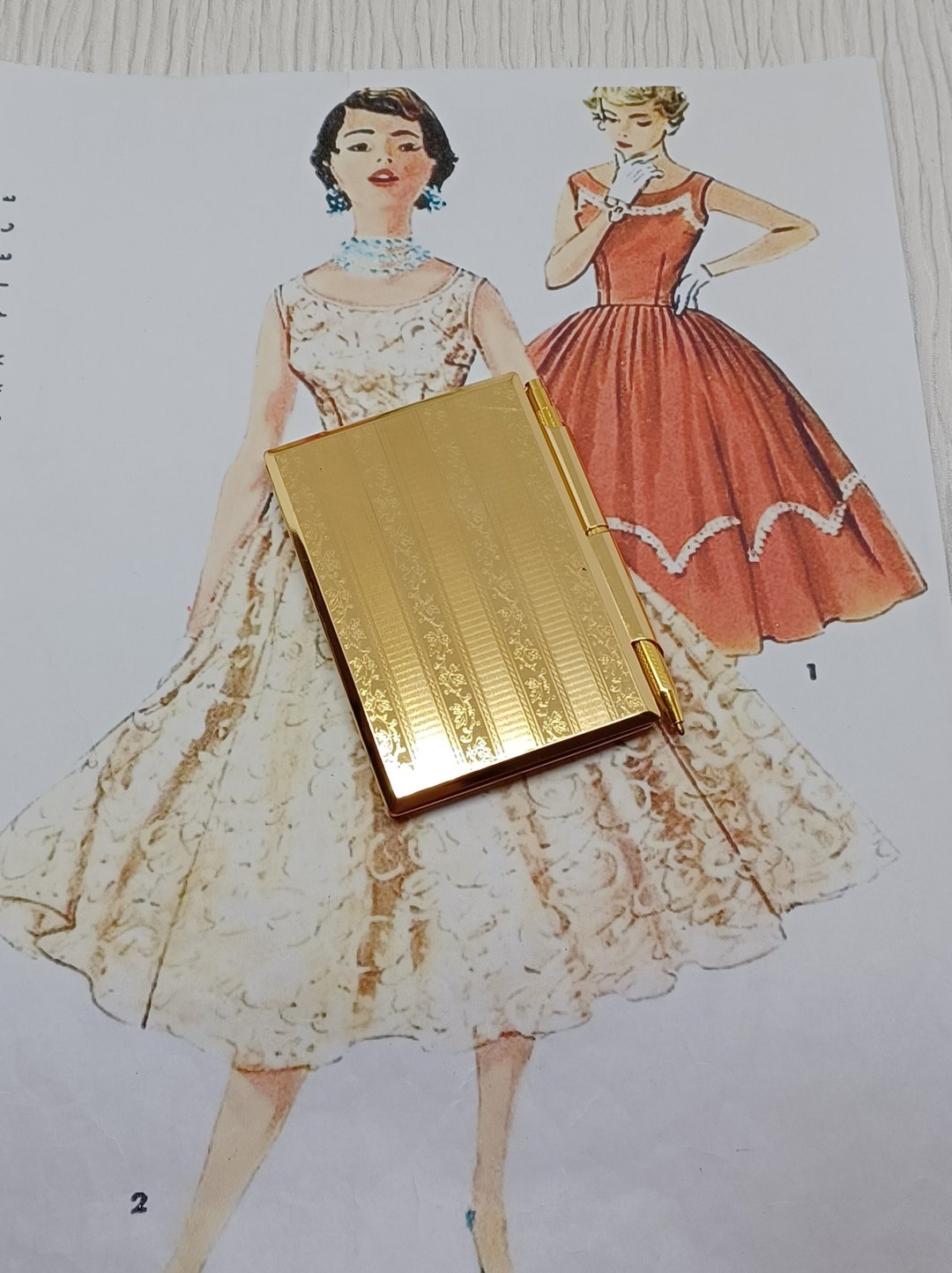 Stratton Notecase Notepad and Pen Set in Gold Tone With Engraved Design ...