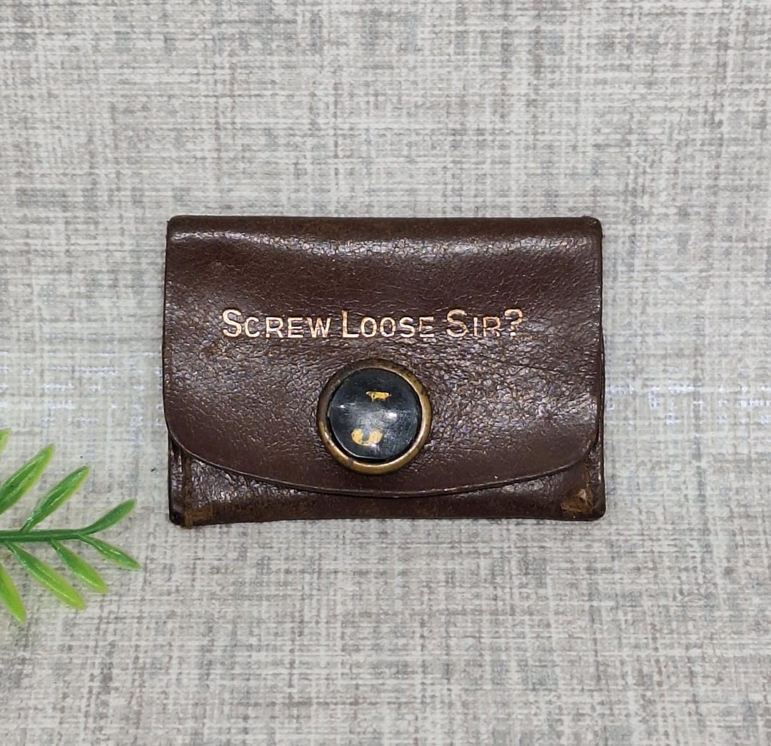Vintage Brown Leather Pouch ~ Screw Loose Sir? ~ Initial J ~ Ring Pouch ...