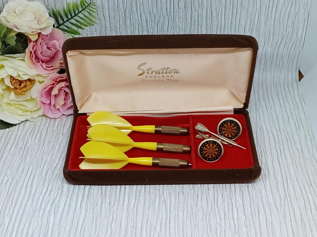 Stratton 'double Top' Darts Gift Set With Dart Board Cufflinks Dart ...