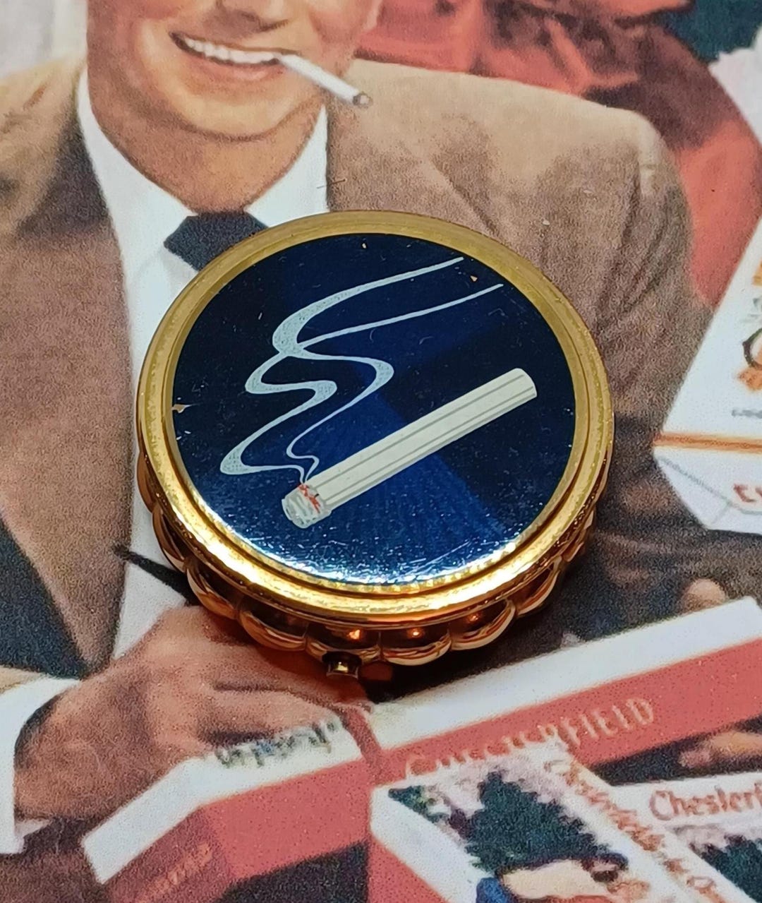 Kigu Pocket Ashtray Blue With Smoking Cigarette Vintage Portable ...