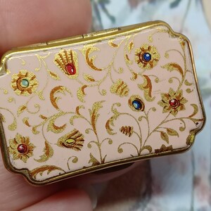 Stratton Pill Box 'indian Print' Design With Pink Enamel Decorated With ...