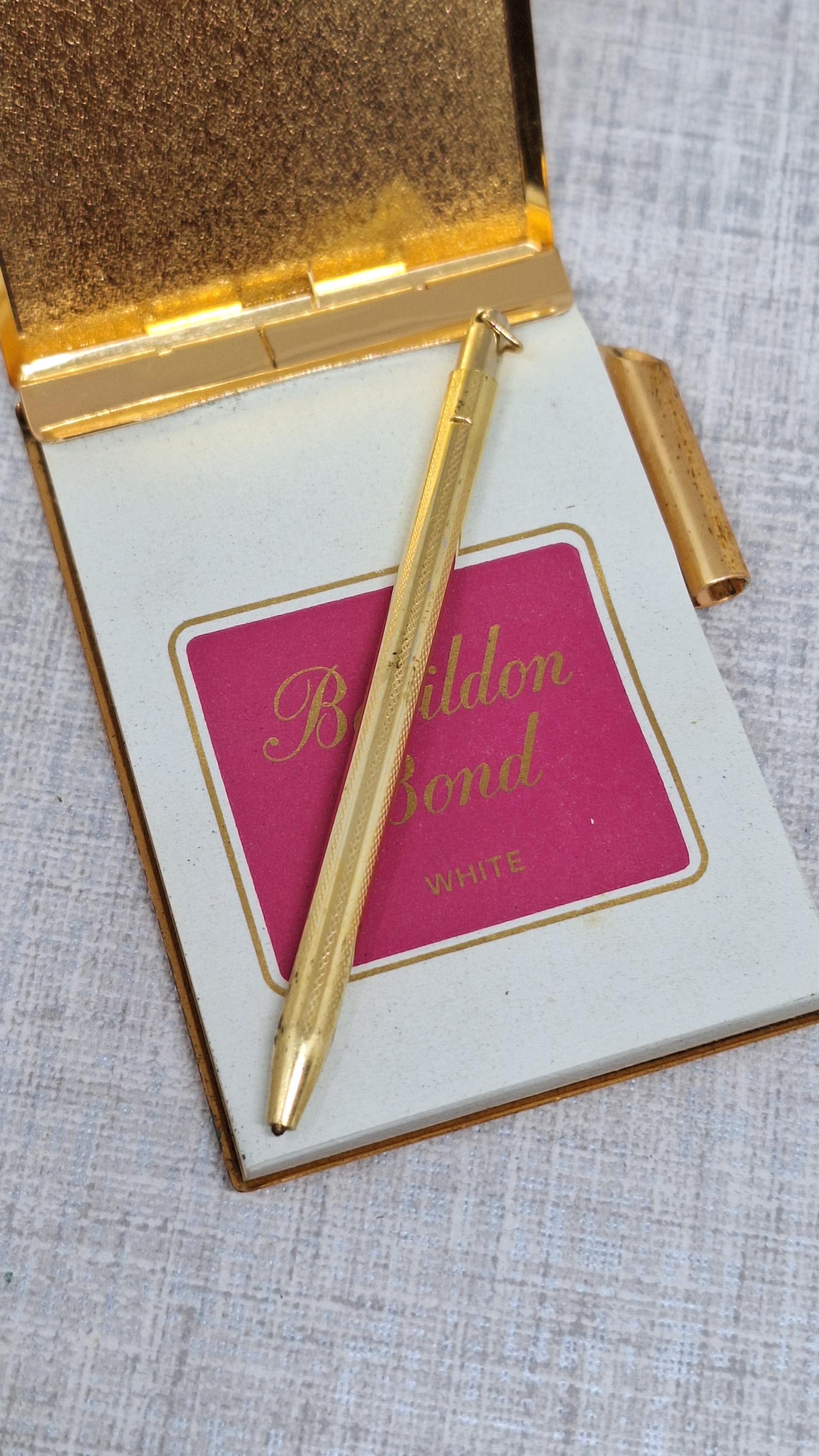 Stratton Notecase Notepad and Pen in Gold Tone With Engraved Swirl ...