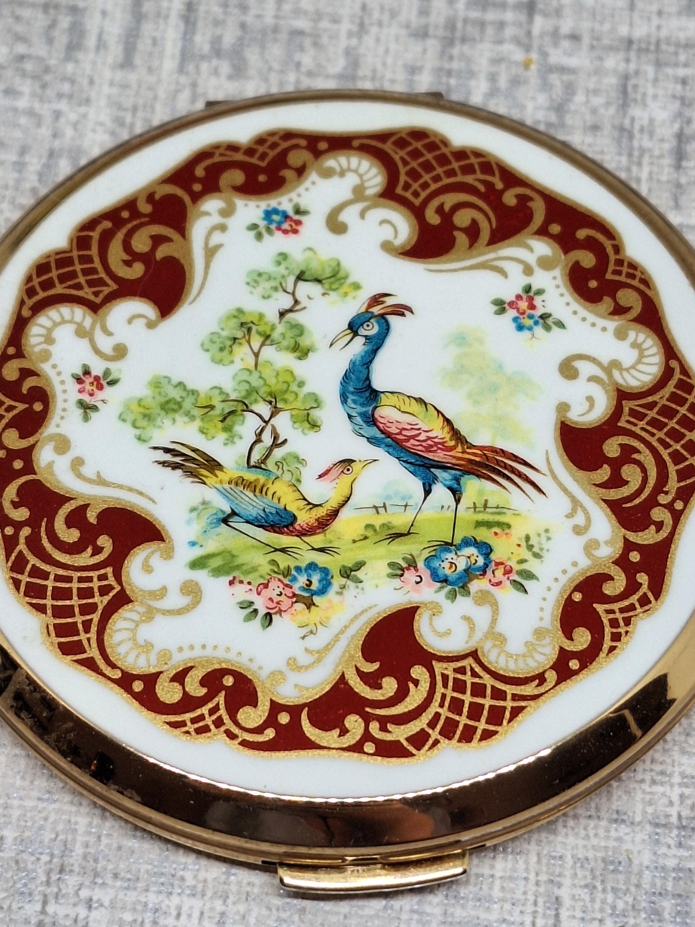 Stratton 'mini Convertible' Powder Compact ~ Red and White With Birds ...