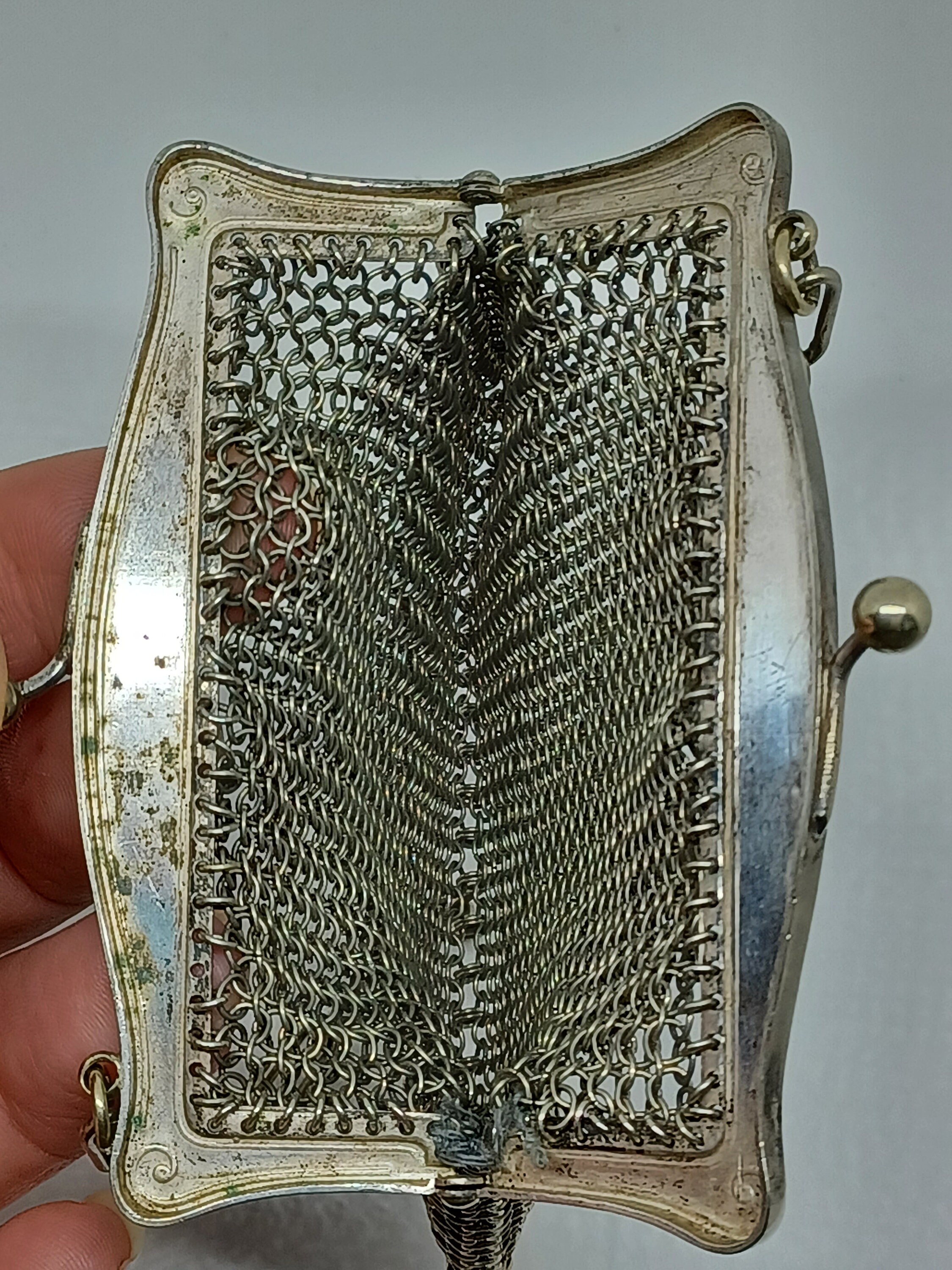 Antique Chainmail Coin Purse on Long Link Chain Handle Art - Etsy