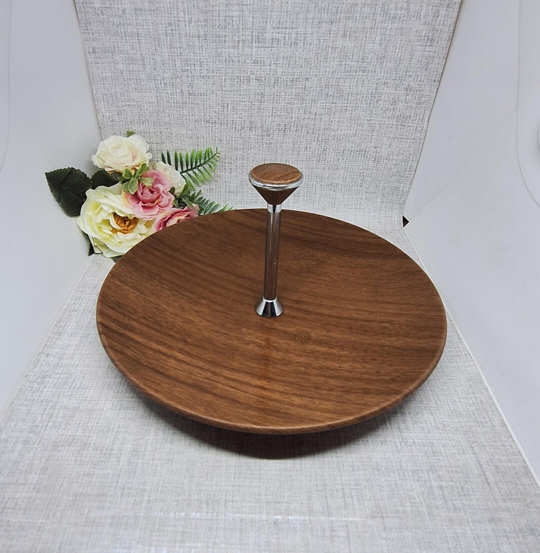 Mid-century Wood Effect Cake & Biscuit Stand ~ Vintage Sandwich Plate ...