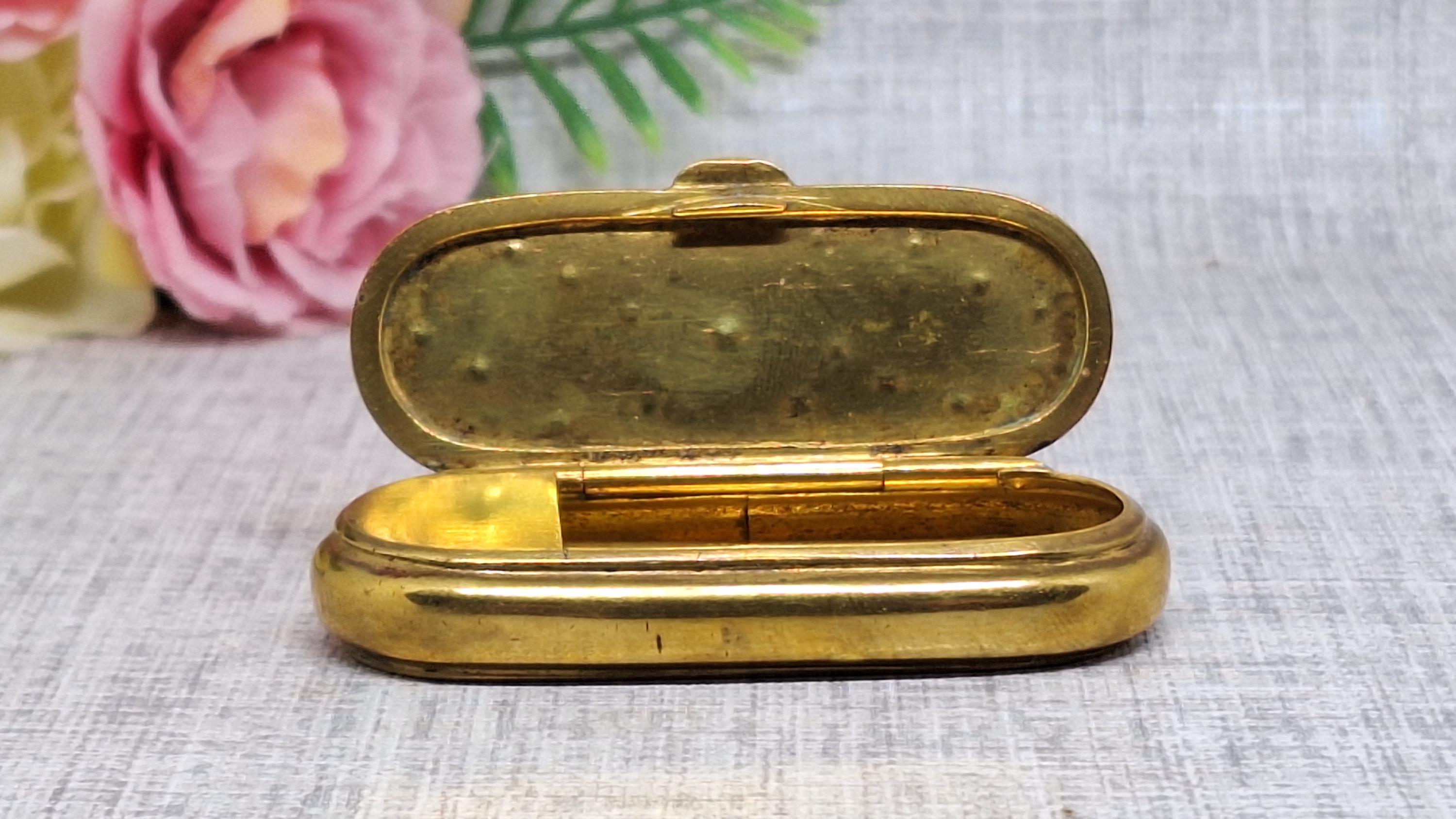 Antique Match Safe in Gold Tone Metal With Etched Floral Design ...