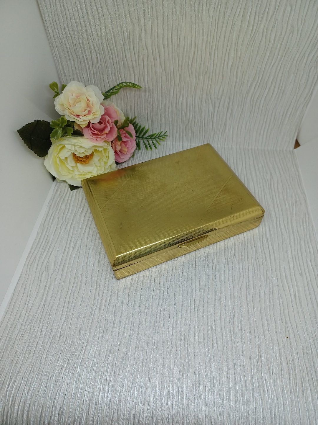 Vintage 'state Express' Cigarette Box Gold Tone Metal Tobacco Holder ...