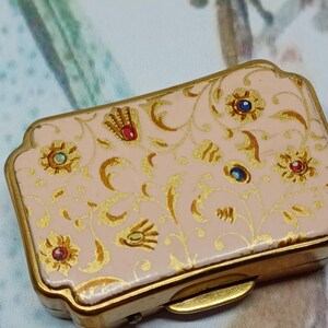 Stratton Pill Box 'indian Print' Design With Pink Enamel Decorated With ...