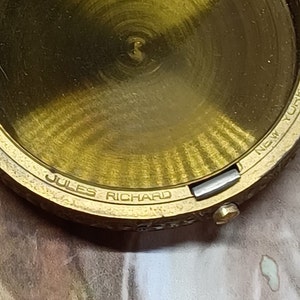 Jules Richard Powder Compact ~ Brass With Green Enamel ~ Antique 1930s ...