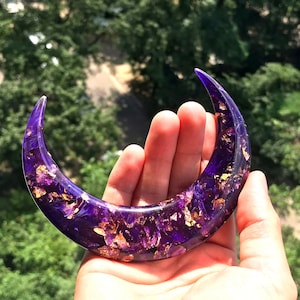 Purple Resin Crescent Moon Hair Stick With Gold Foil - Etsy