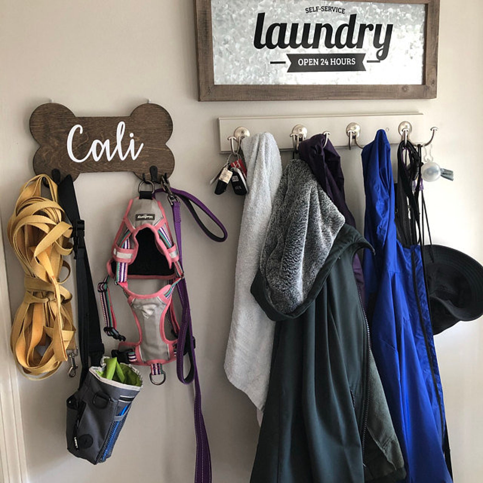 Dog leash holder for wall collar holder dog bone leash | Etsy