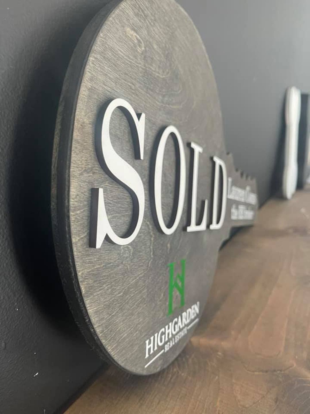 3D Key Shape Sold Sign With Hashtag or Name, Personalized Real Estate ...