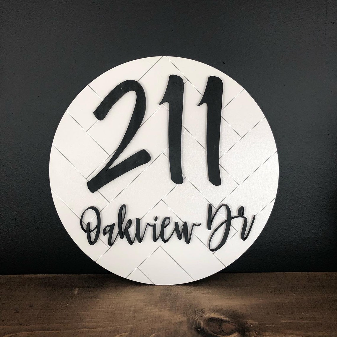 Round Herringbone Address Numbers Sign House Numbers Plaque - Etsy