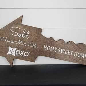 House Key Shape Sold Sign With Hashtag or Name, Personalized Real ...