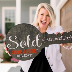 Key Shape Sold Sign With Hashtag or Name, Personalized Real Estate ...
