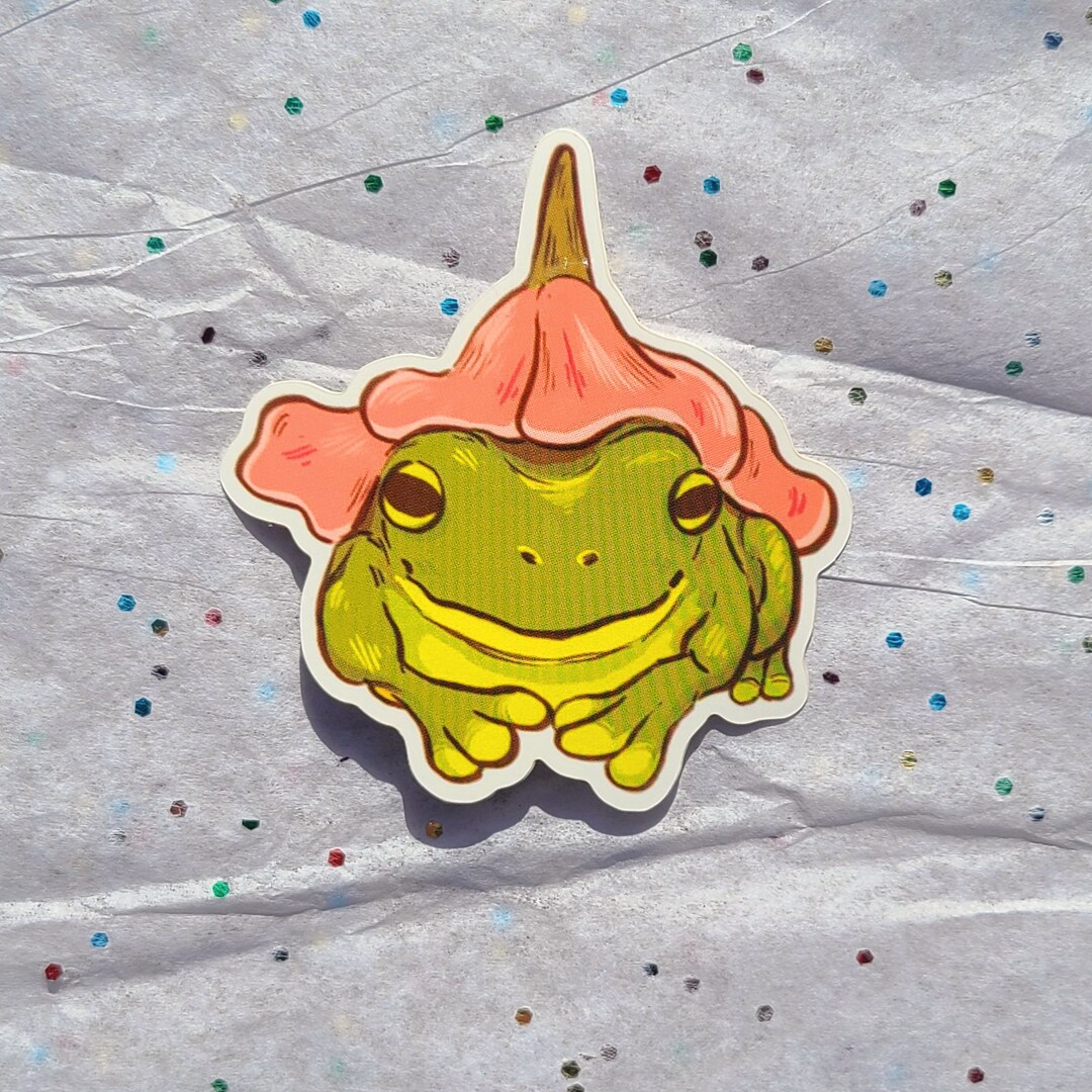 Frog in Flower Hat Vinyl Sticker (2.5x2.5") - Etsy