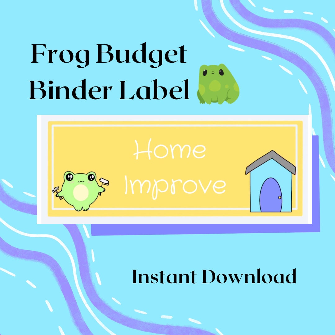 Cute Frog Budget Binder Label for Home Improvement: Digital Download - Etsy