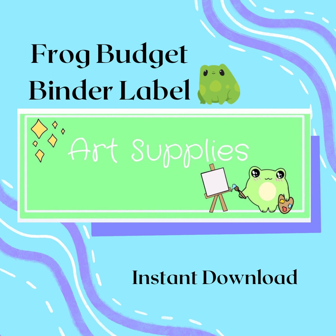 Cute Frog Budget Binder Label for Art Supplies: Digital Download - Etsy