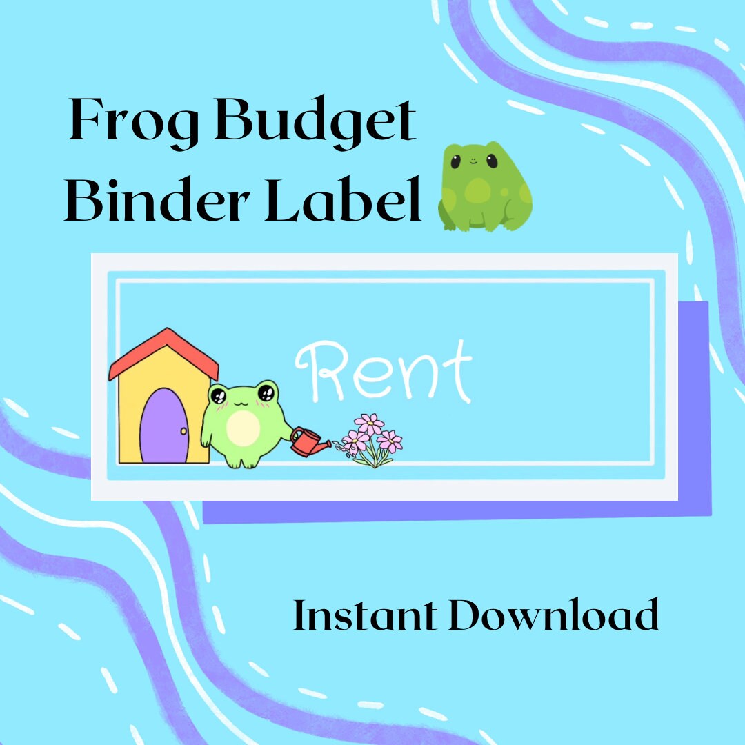 Cute Frog Budget Binder Label for Rent: Digital Download - Etsy