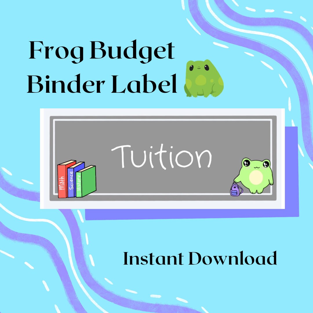 Cute Frog Budget Binder Label for Tuition: Digital Download - Etsy