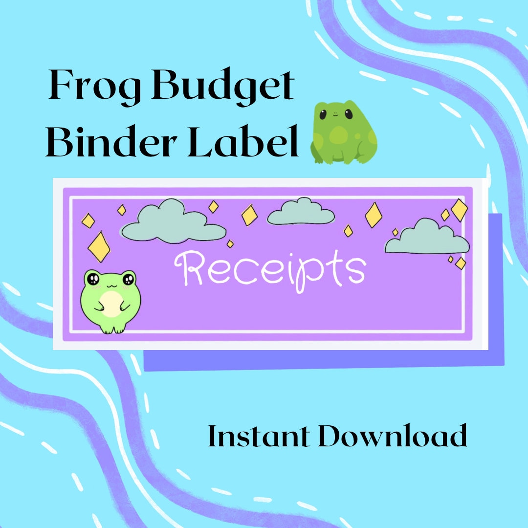 Cute Frog Budget Binder Label for Recipts: Digital Download - Etsy
