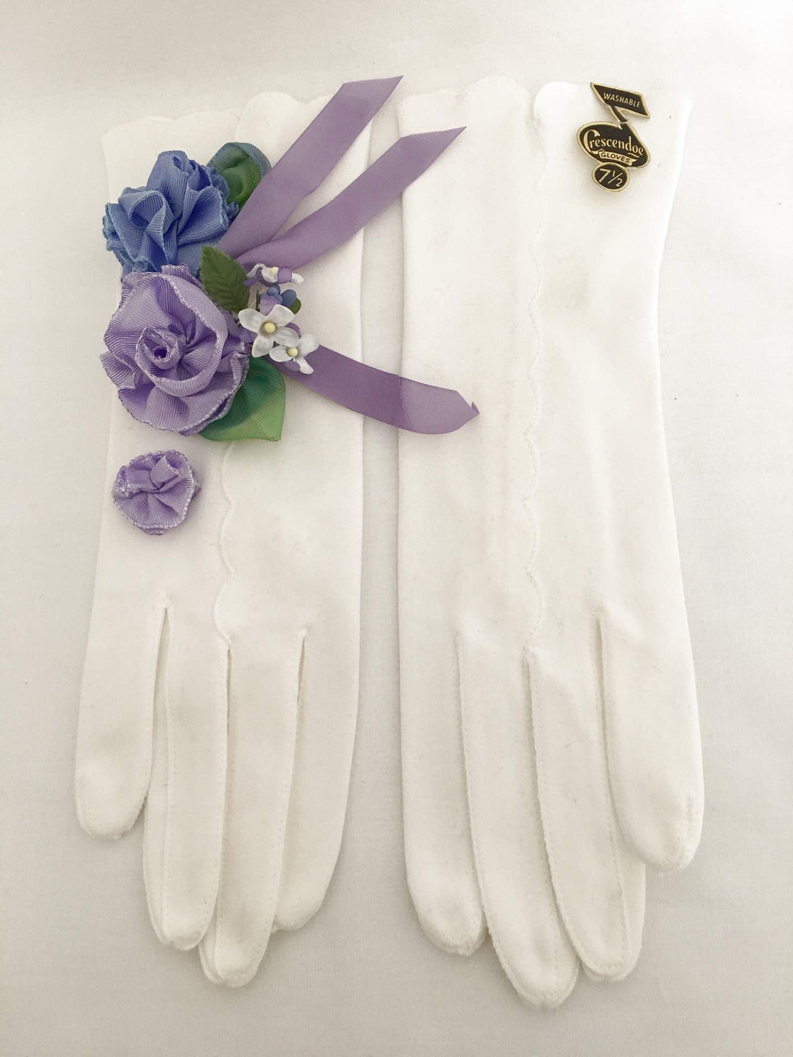 Vintage gloves accented with handmade ribbon flowers and | Etsy