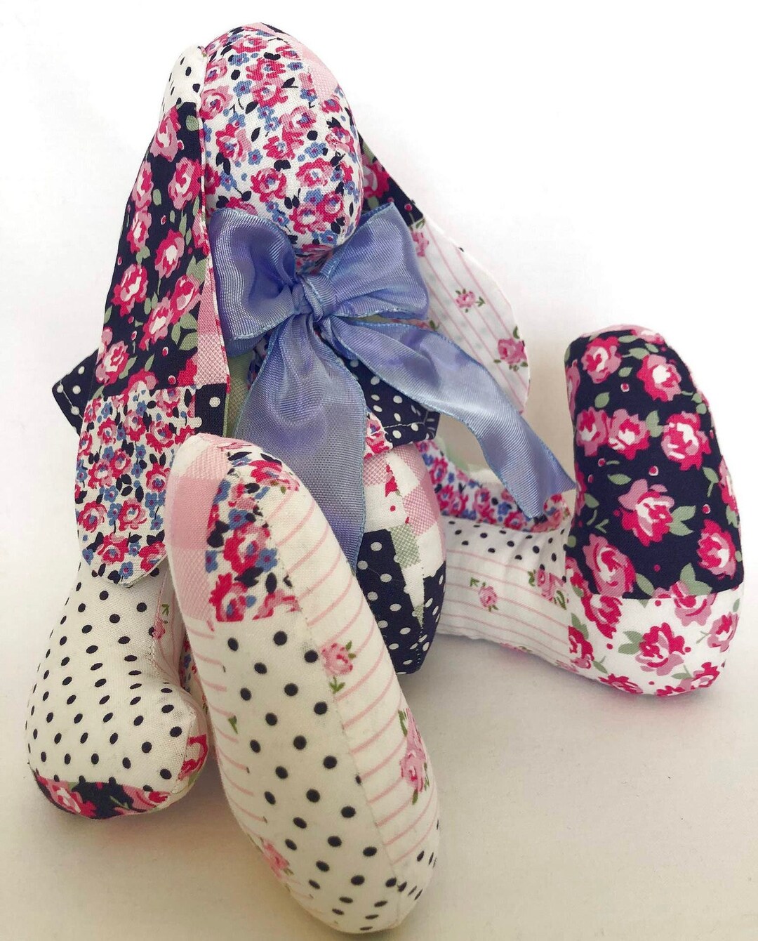 Handmade Bunny Made From Patchwork Fabric With Matching Collar and ...