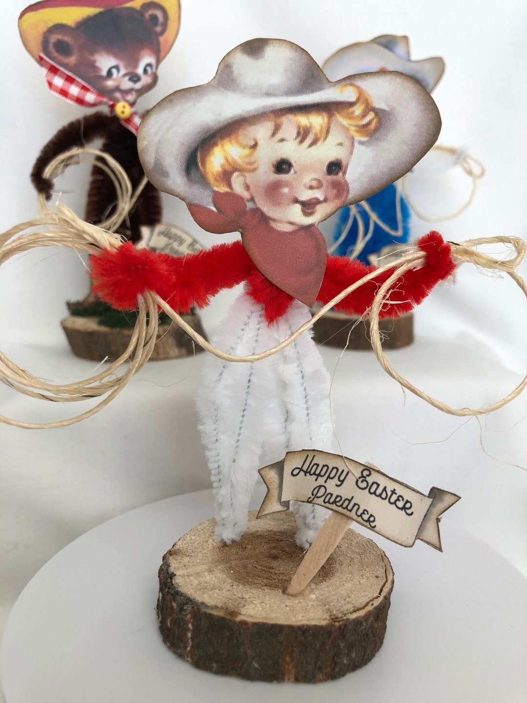 Handmade Chenille Bump Happy Easter Greeting Character Retro Cowboy - Etsy