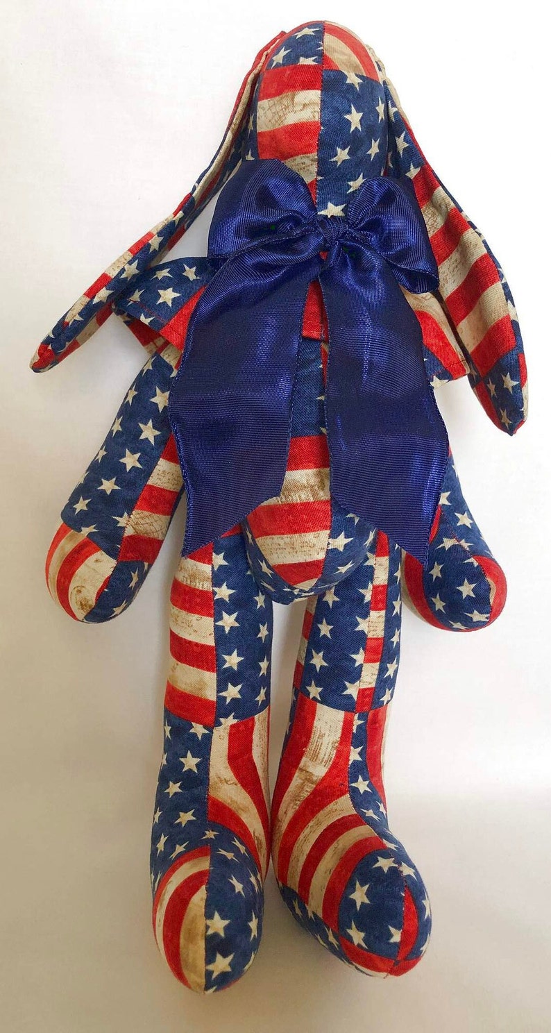 Handmade Bunny Made From Patriotic Patchwork Fabric With - Etsy