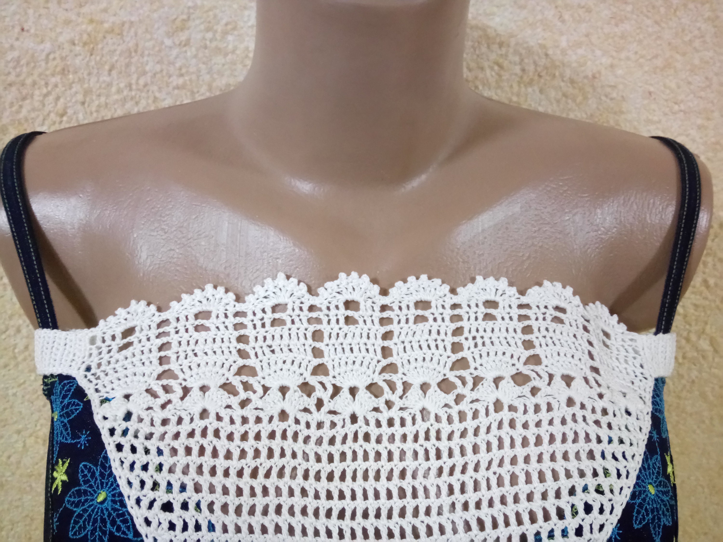 White Crochet Lace Modesty Panel: Cleavage Cover Bra Insert - Etsy