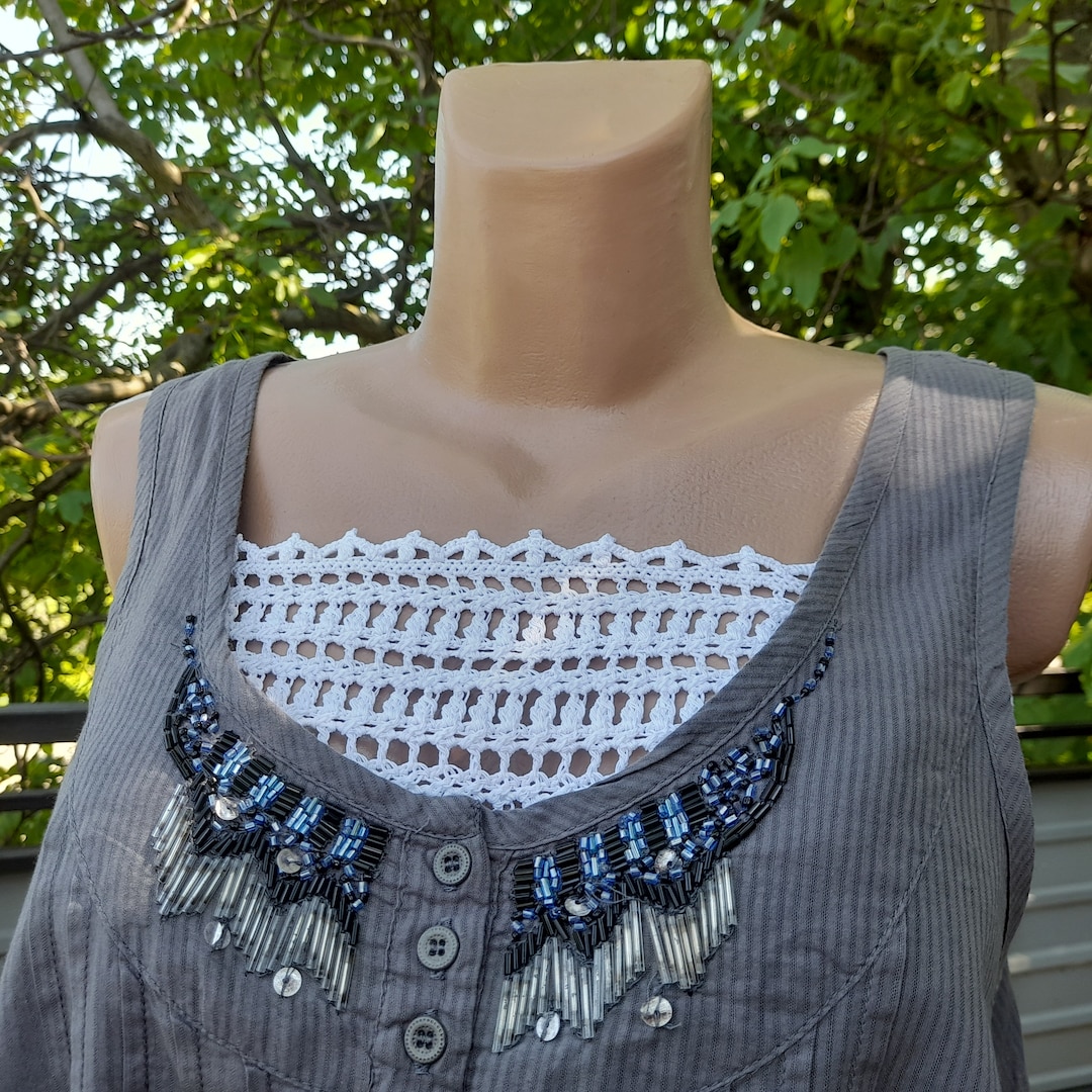 White Crochet Modesty Panel - Handmade Lace Insert for Stylish Modesty ...