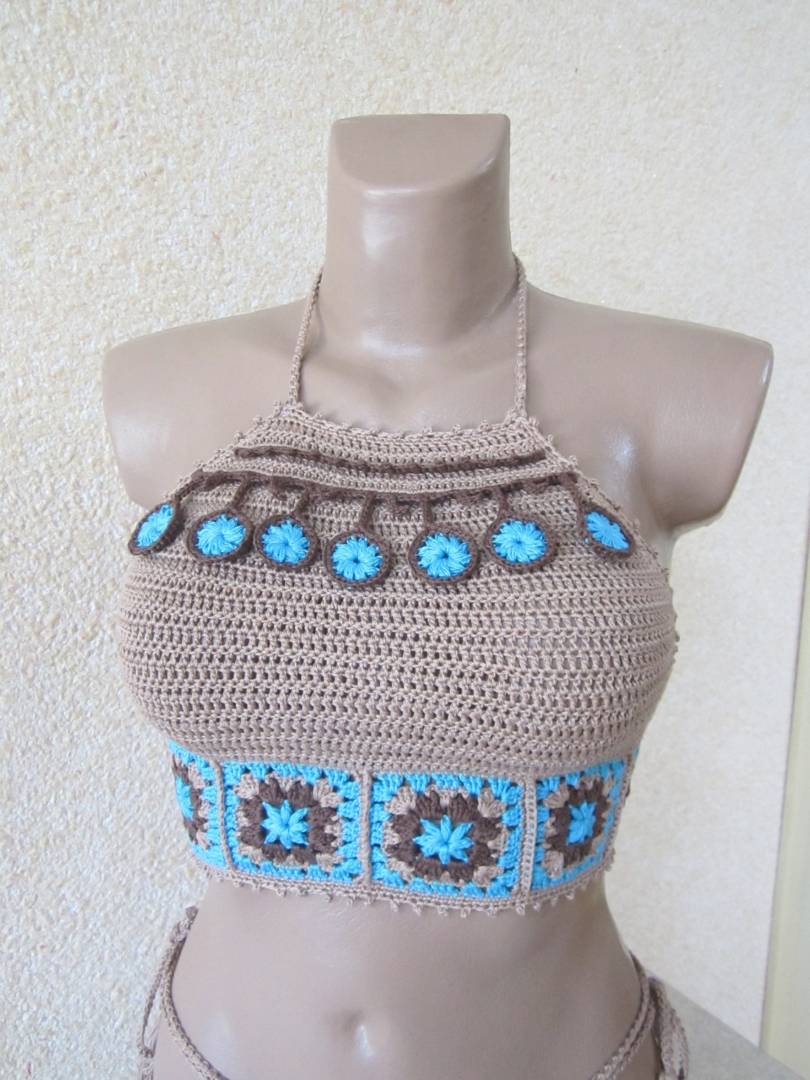 Boho Crochet Bikini Set Granny Square Crochet Bikini - Etsy
