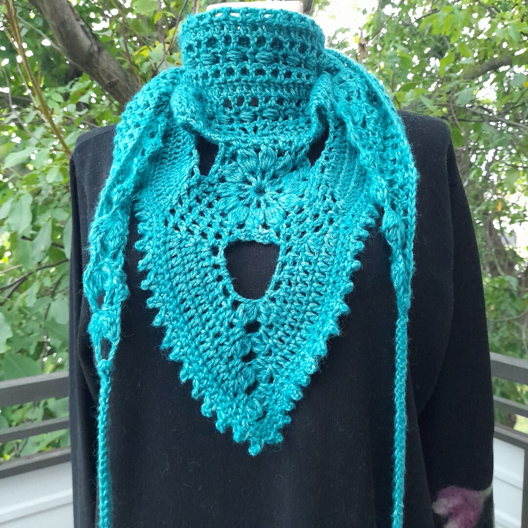 Emerald Merino Shawl, Crochet Triangle Merino Wool Scarf - Etsy
