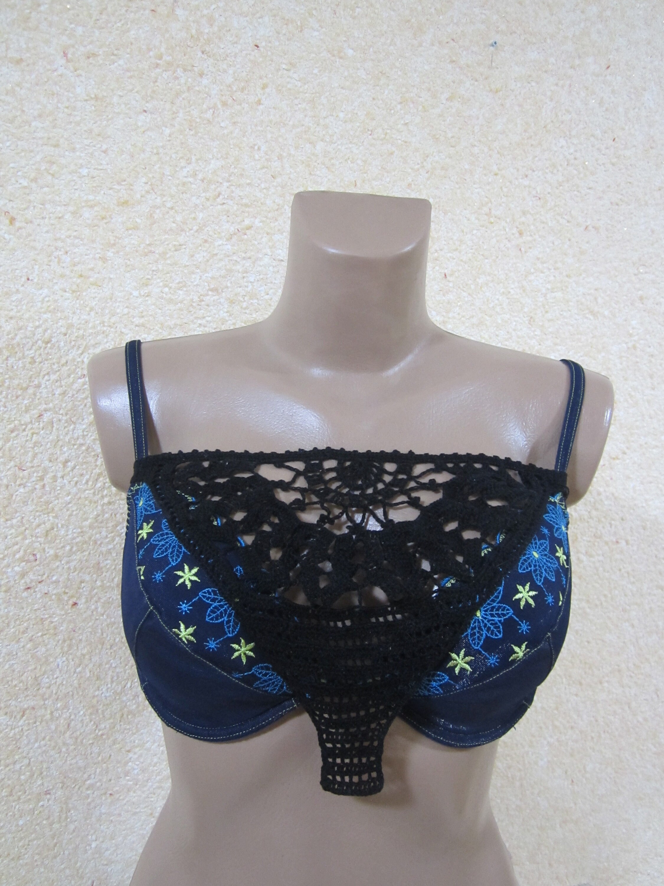 Modesty Panelblack Crochet Modesty Panel Black Lace Bra - Etsy