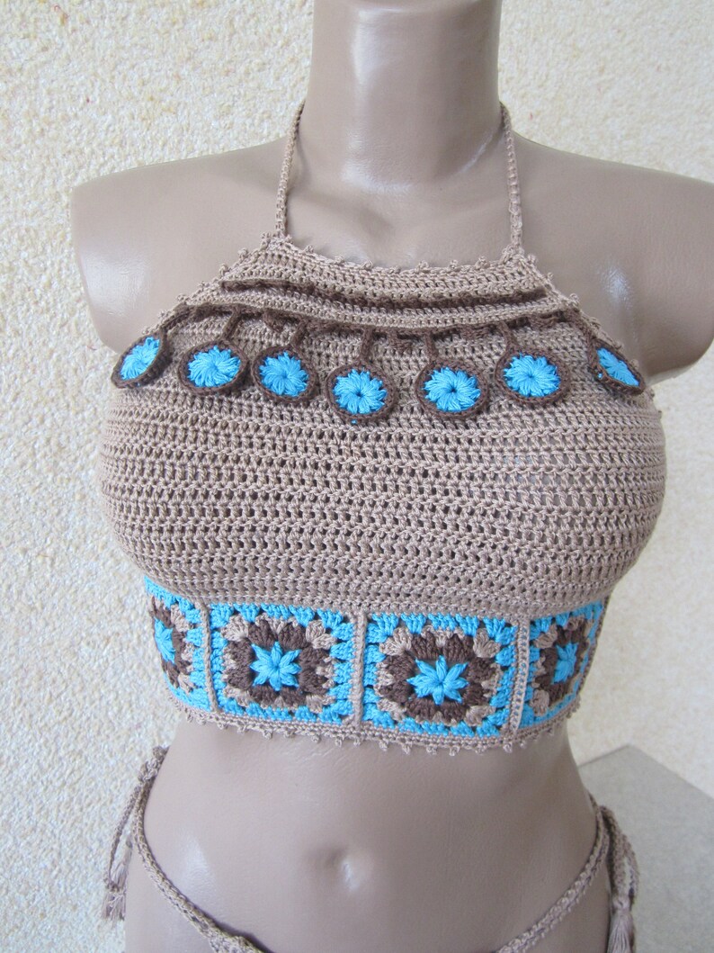 Boho Crochet Bikini Set Granny Square Crochet Bikini - Etsy