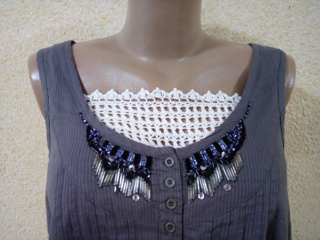 White Crochet Lace Modesty Panel: Cleavage Cover Bra Insert - Etsy