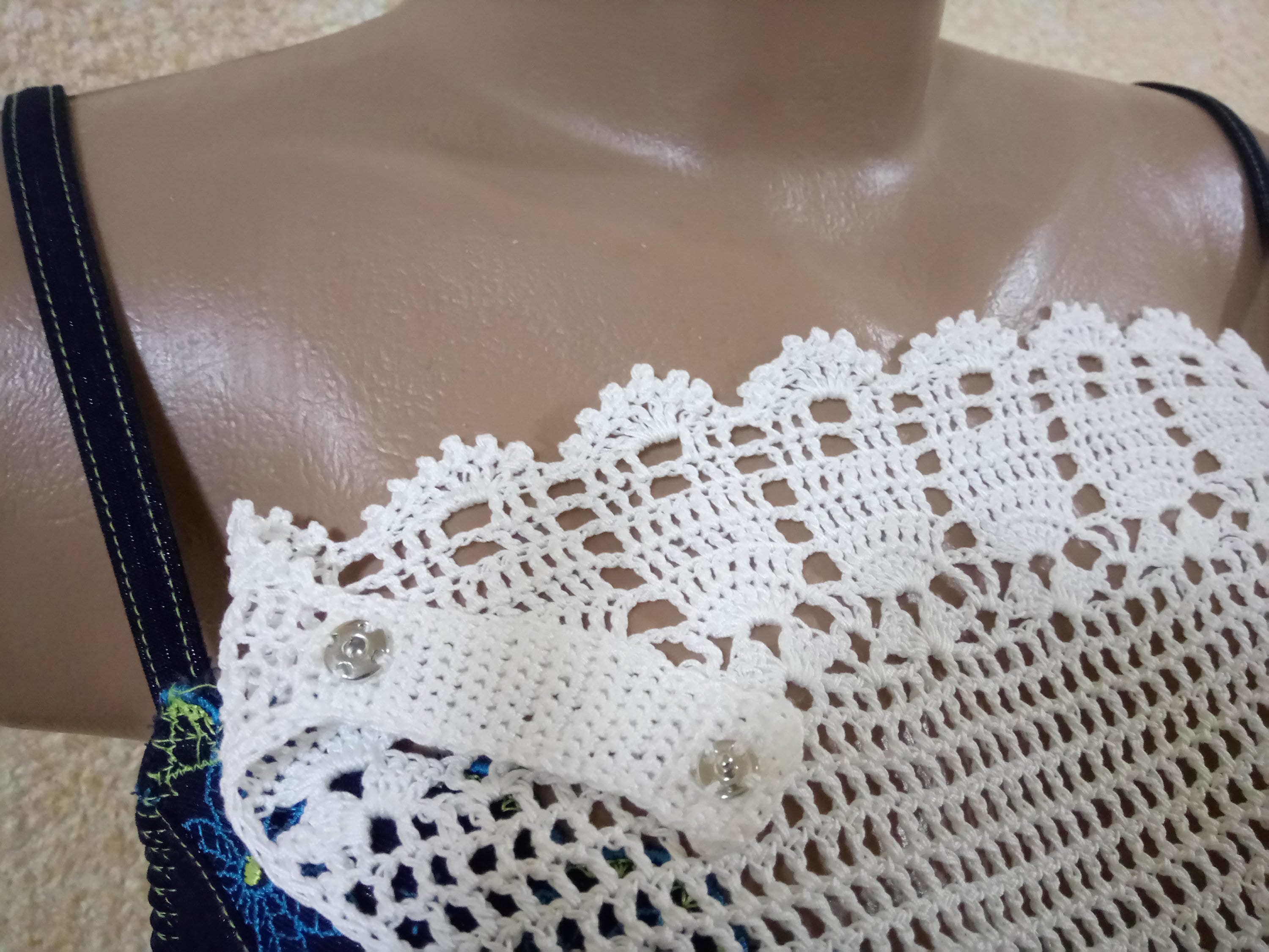 White Crochet Lace Modesty Panel: Cleavage Cover Bra Insert - Etsy