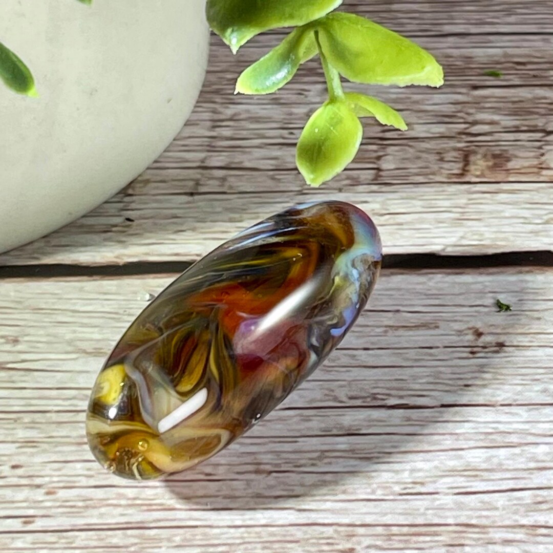 Palm Stone 1.96 Borosilicate Glass Handcrafted Lingam Worry Stone ...