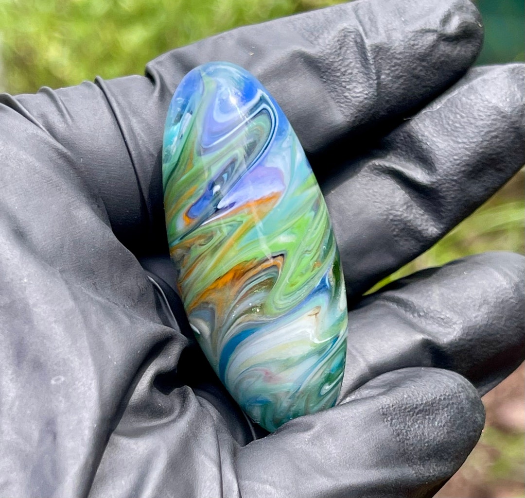Glass Palm Stone 2.05 Handcrafted Lingam Borosilicate Worry Stone ...