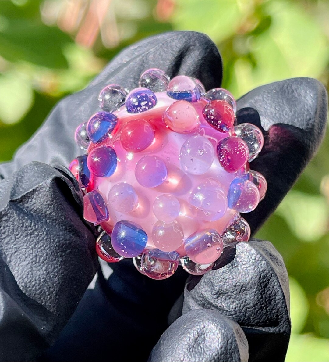 Glass Hobnail Marble Borosilicate Handmade Collectible Hider MIB Pinks ...