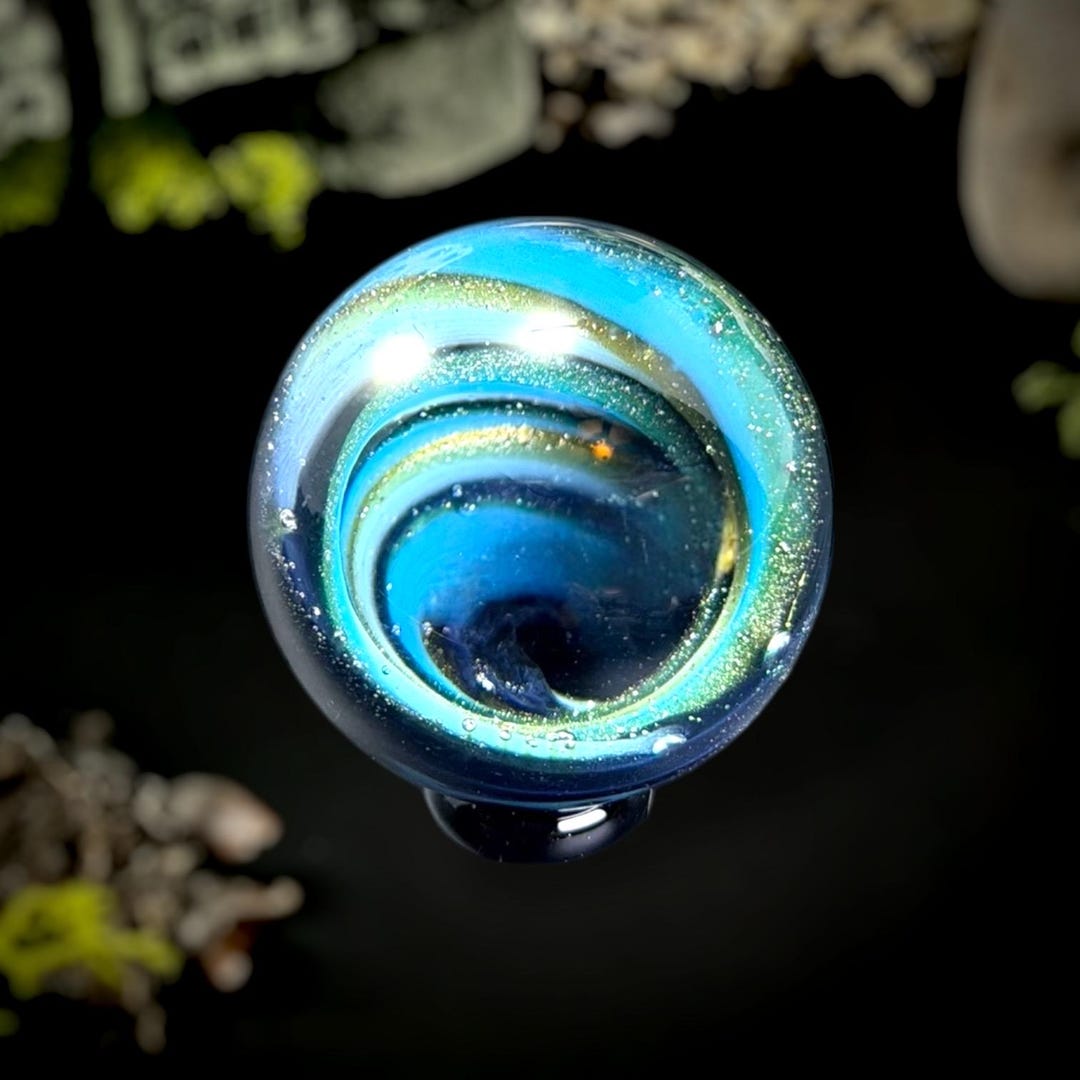 Blue Metallic Vortex and Leopard Print Marble 1.28" (32.6mm ...