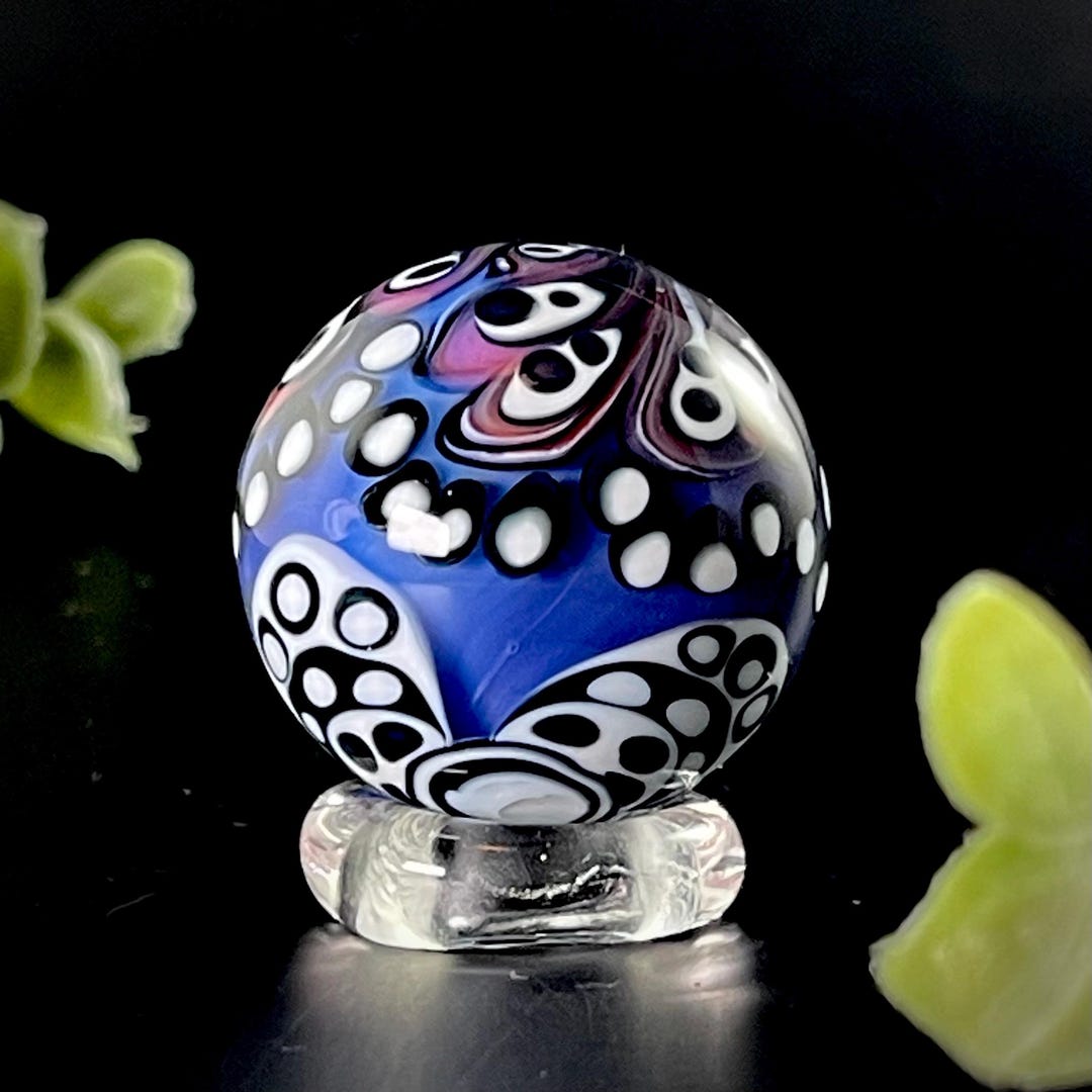 Periwinkle Dotstack Glass Marble 1.32" - Purple Boro Heady Art - Etsy