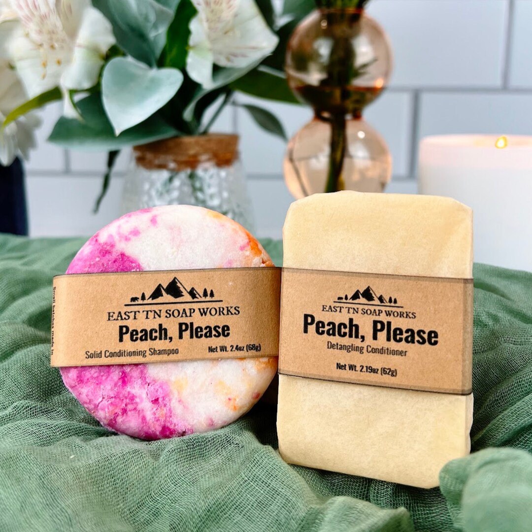Peach, Please - Solid Shampoo + Conditioner Hair Care Set - NO Plastics ...