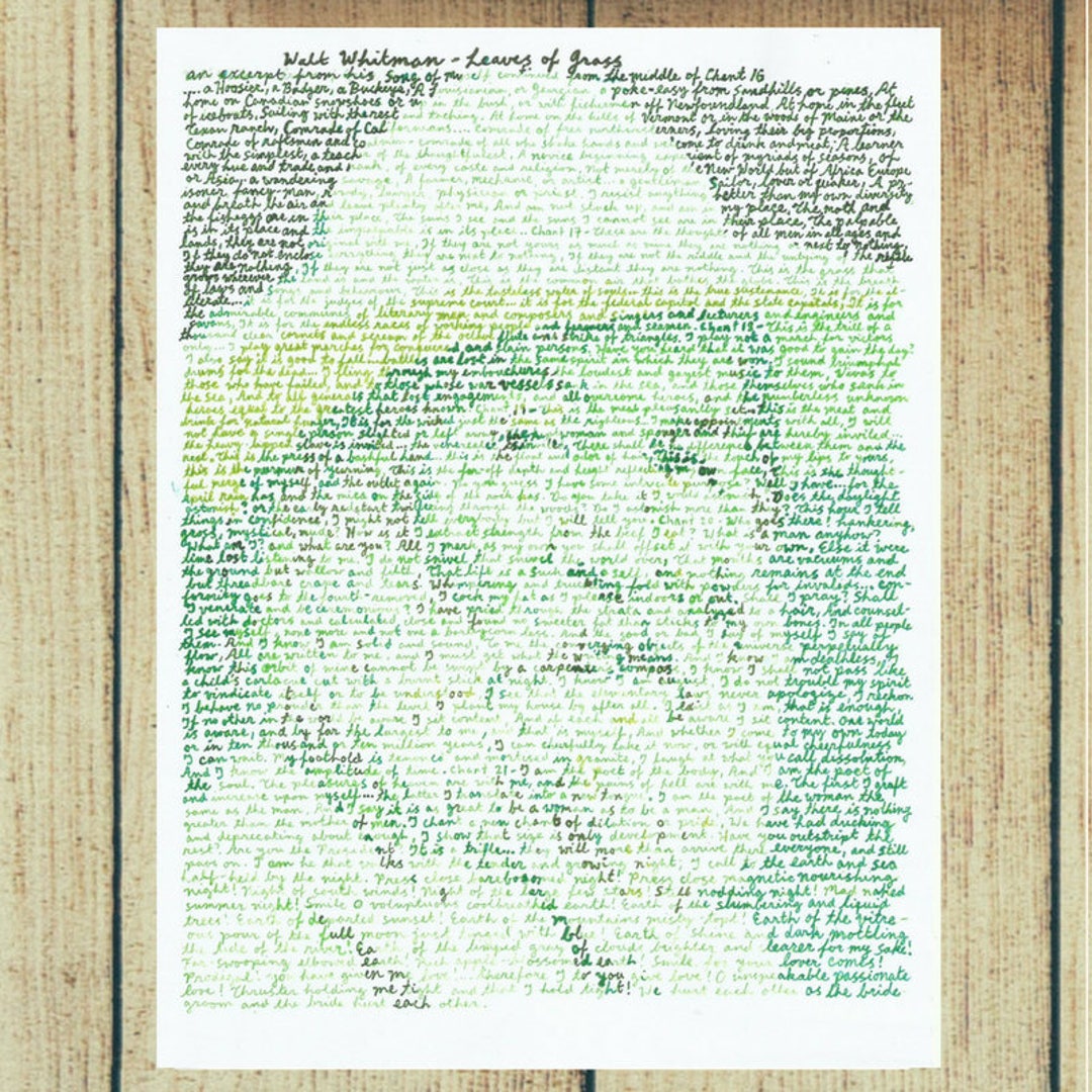 Walt Whitman Portrait of the American Bard Excerpt From Song of Myself ...