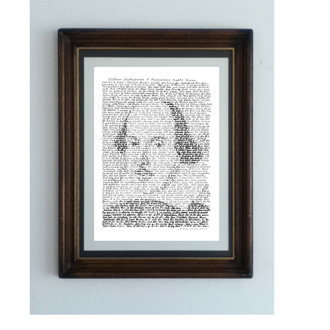 William Shakespeare, a Portrait of the Bard With a Handwritten Excerpt ...