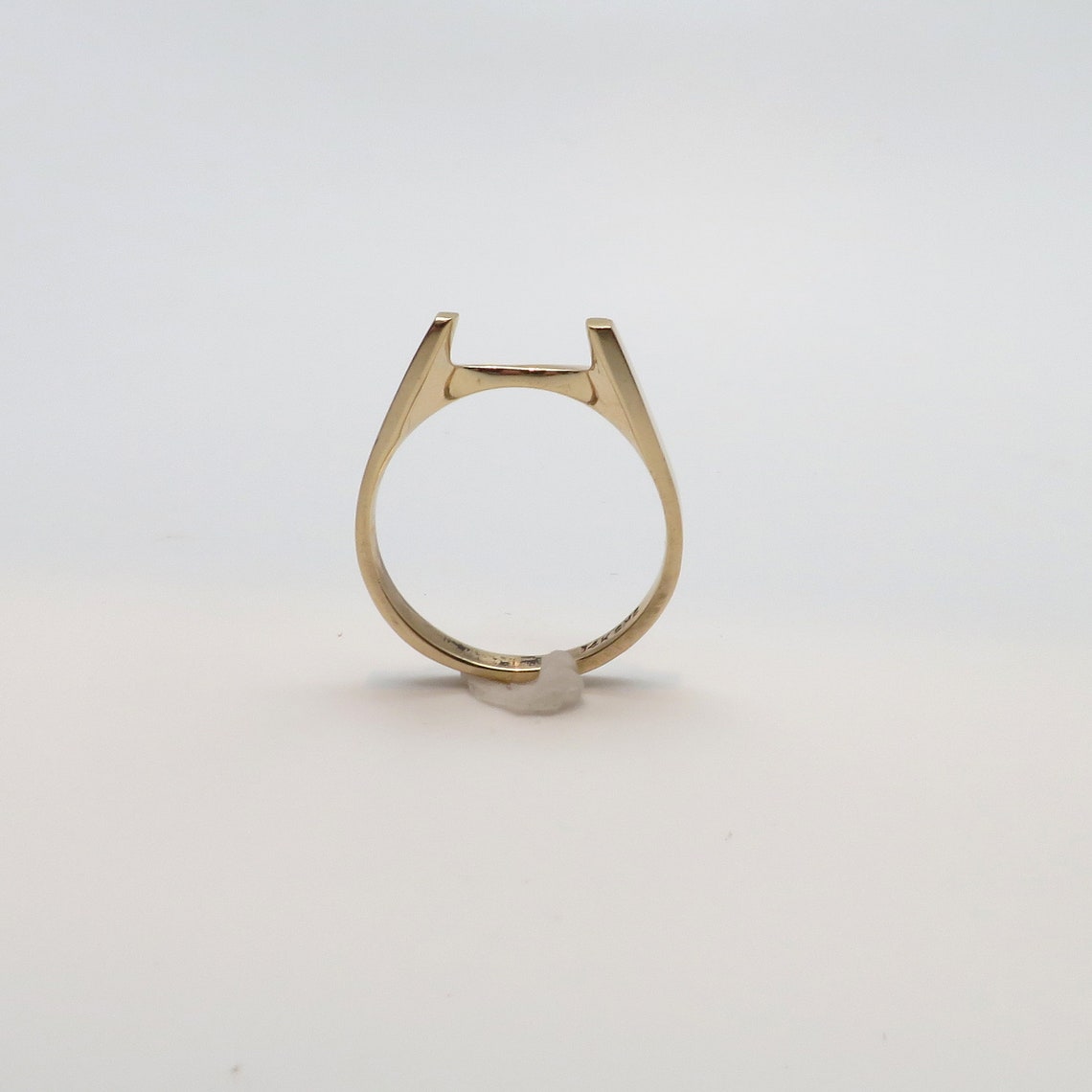 Unique 14K Yellow Gold Deep U Shaped Plain Gold Signature Ring - Etsy ...