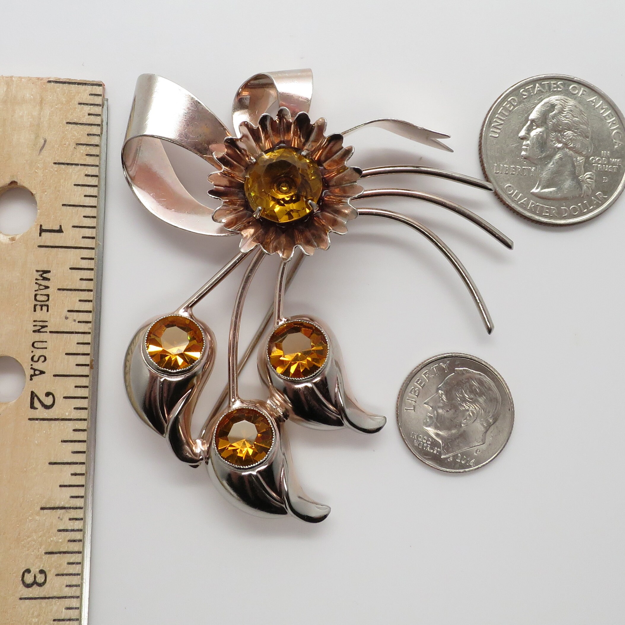 Vintage Spray Pin in Rose & Yellow Sterling Silver Vermeil | Etsy