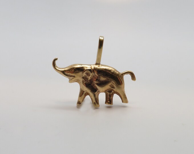 Pretty New Solid 14K Yellow Gold 3D Elephant Pendant / Charm. 7/8 ...