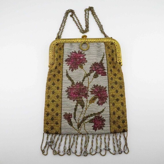 Gorgeous Antique Micro Beaded Made in France Red Flow… - Gem