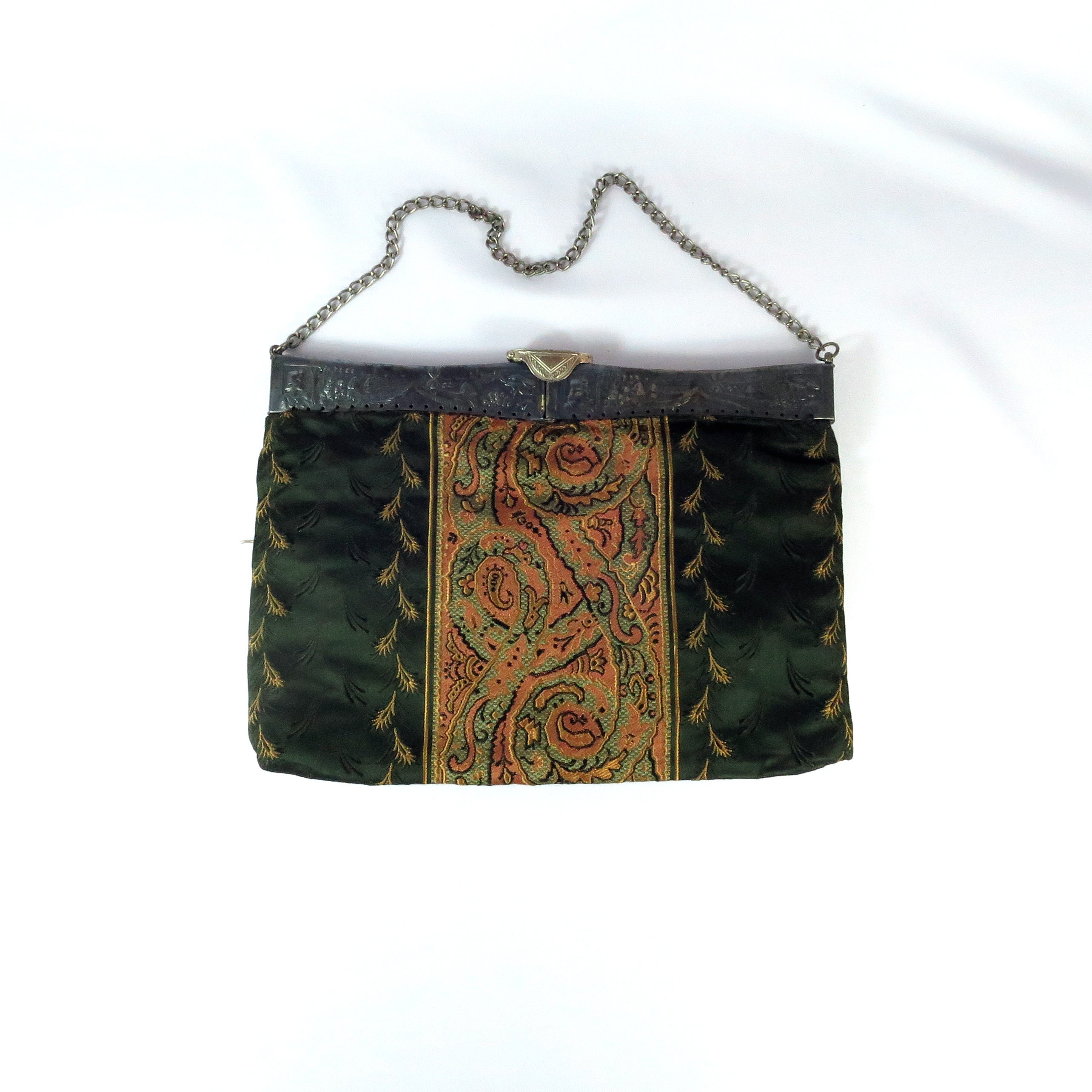 Antique Double Hinged Jointed Folding Frame Brocade Purse / - Etsy